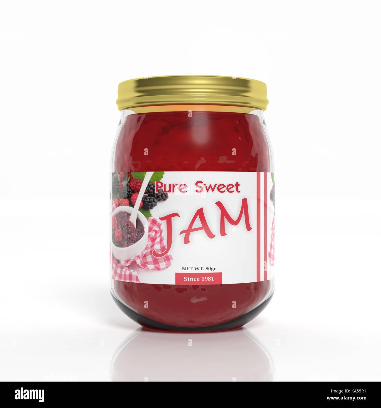3D jam glass jar isolated on white Stock Photo - Alamy