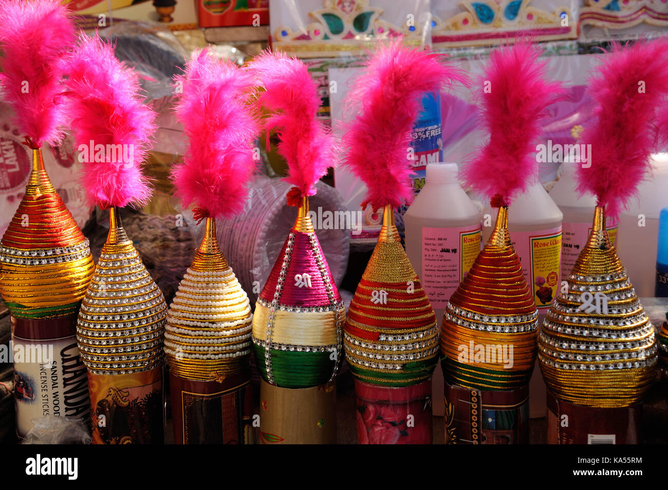 Decorated Kalash kept for sale lalbaug, mumbai, maharashtra, India ...