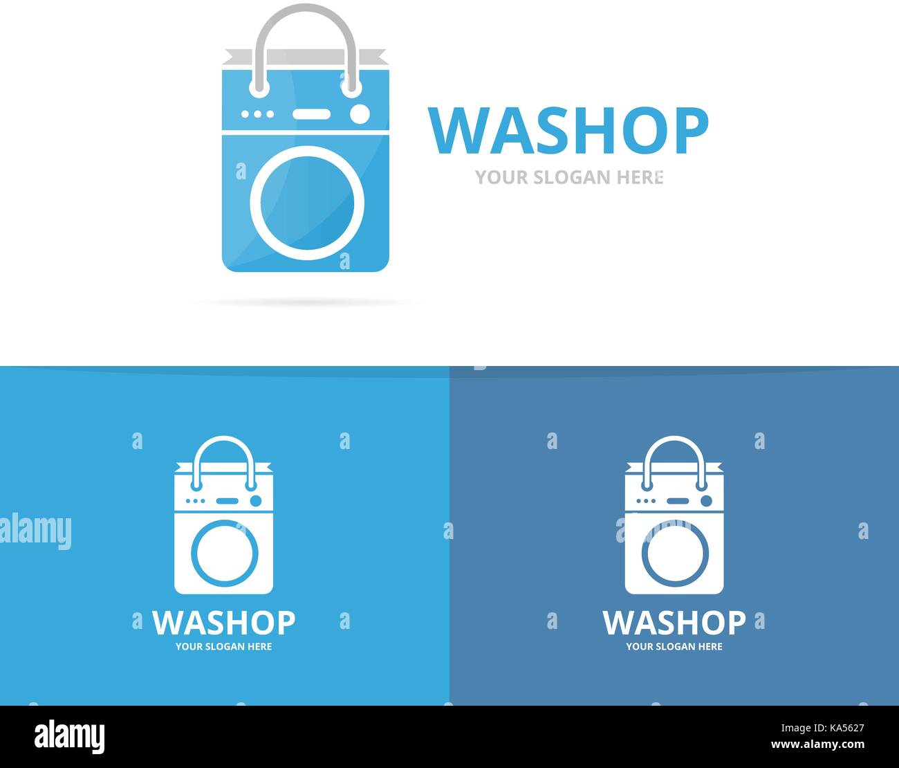 Vector of laundry and bag logo combination. Washing machine and shop ...