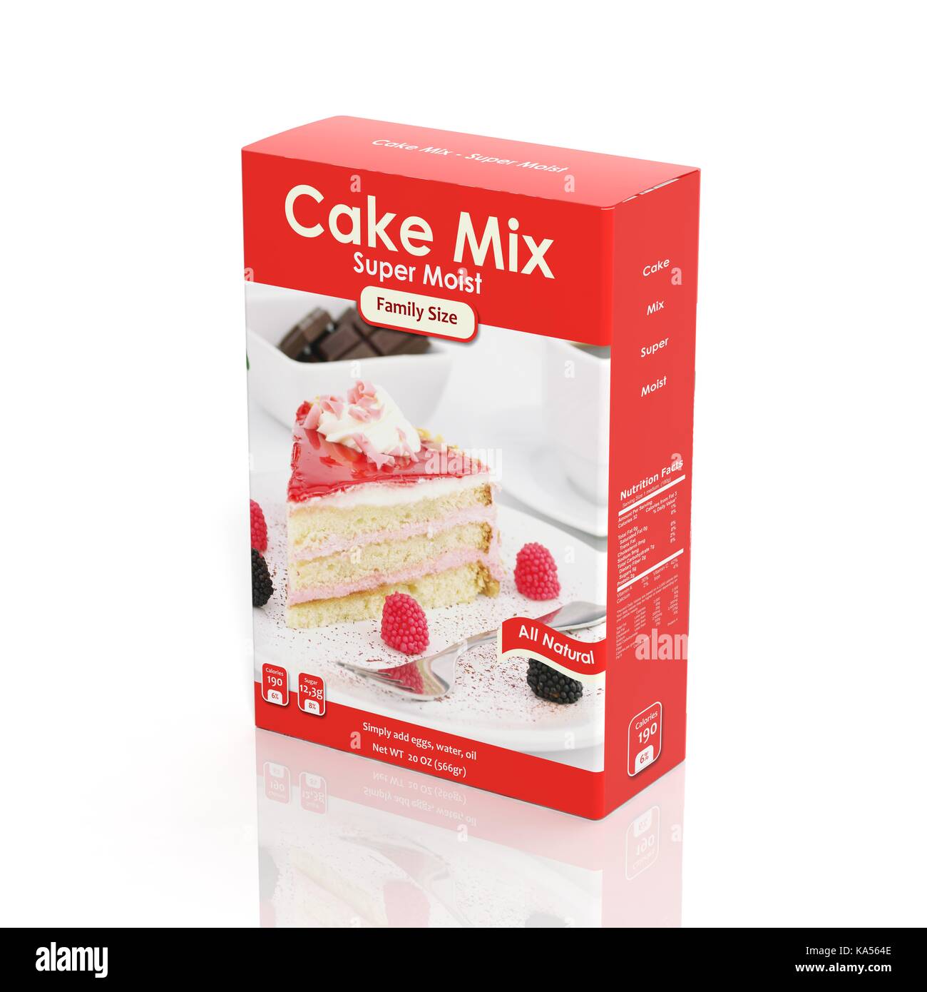 3D Cake Mix paper package isolated on white Stock Photo - Alamy