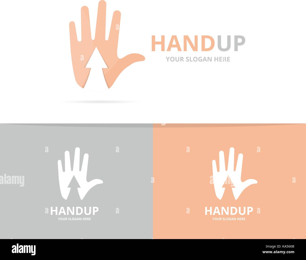 Vector of hand and arrow up logo combination. Arm and growth symbol or ...