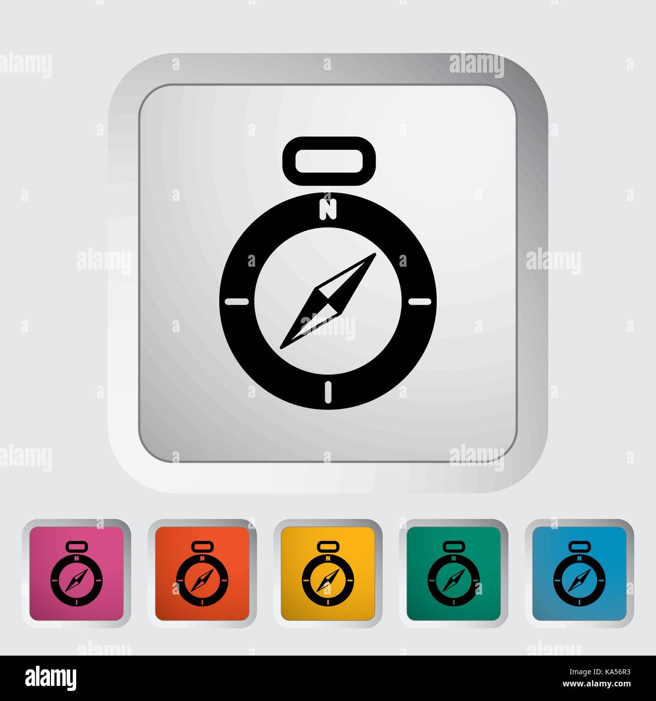 Compass. Single flat icon on the button. Vector illustration Stock ...