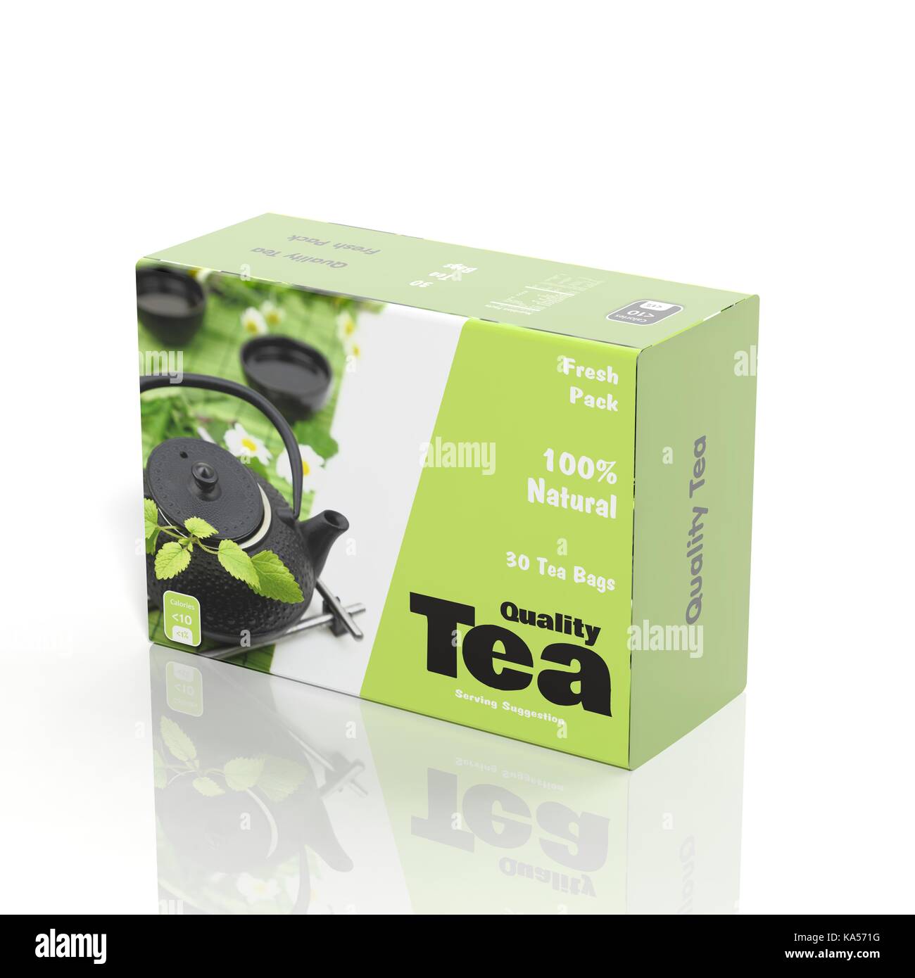3D Tea paper package isolated on white Stock Photo - Alamy