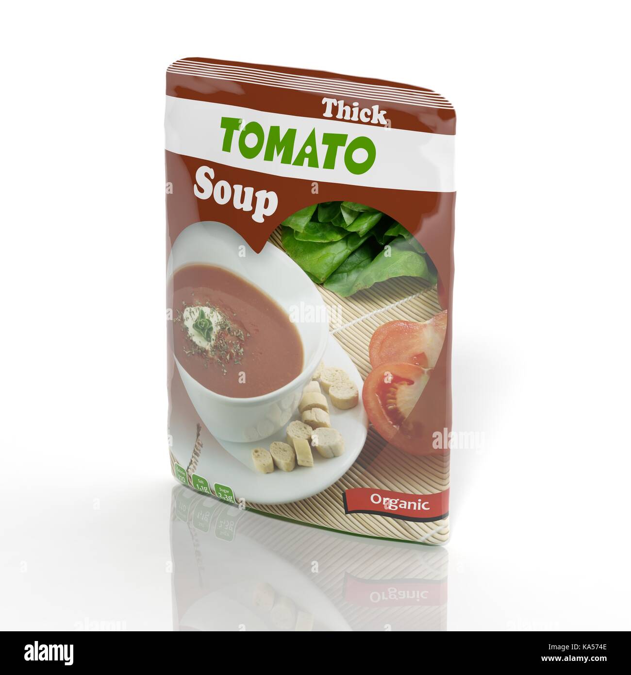 3D Tomato Soup packet isolated on white Stock Photo - Alamy