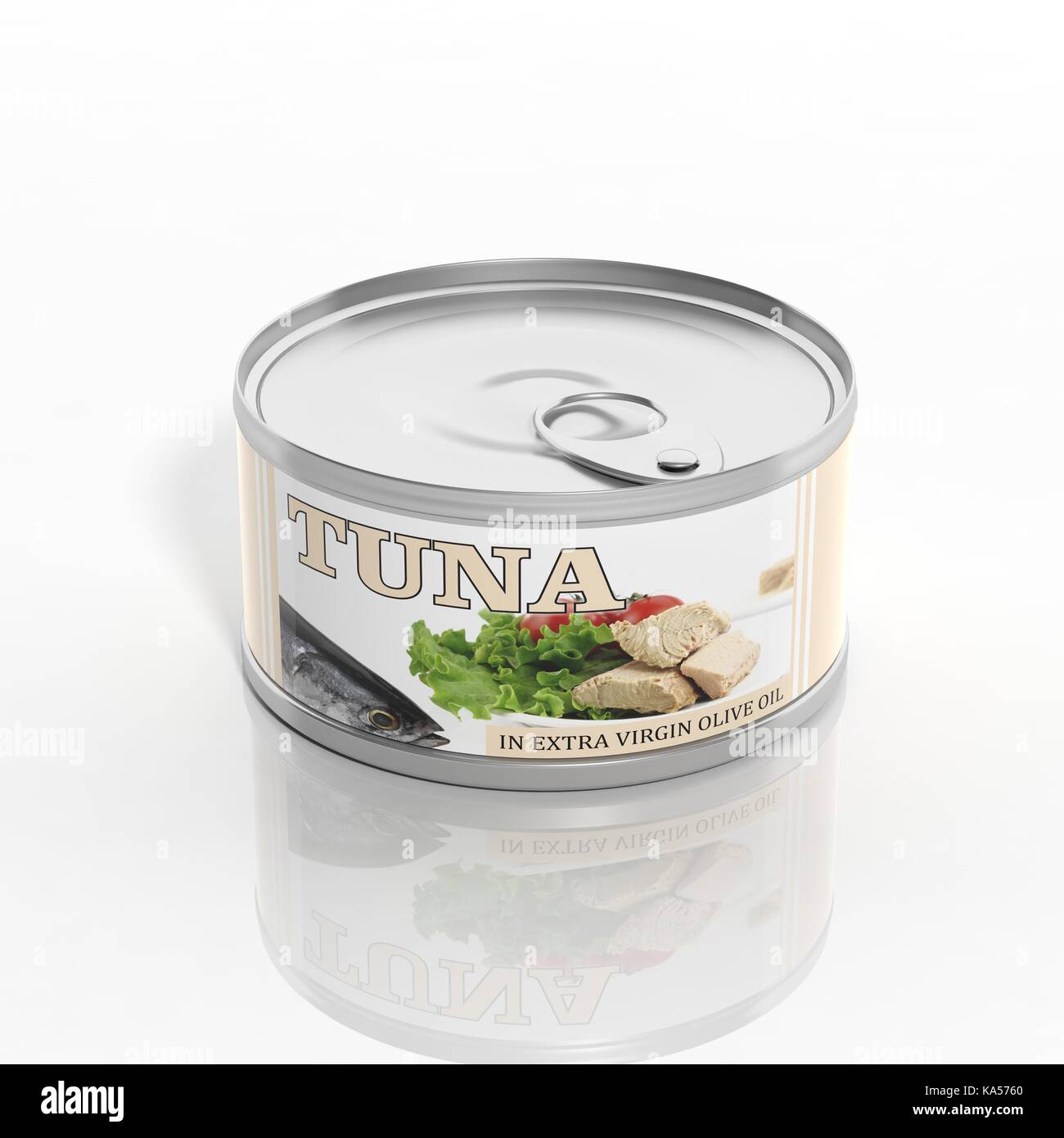 3D tuna metallic can isolated on white Stock Photo - Alamy