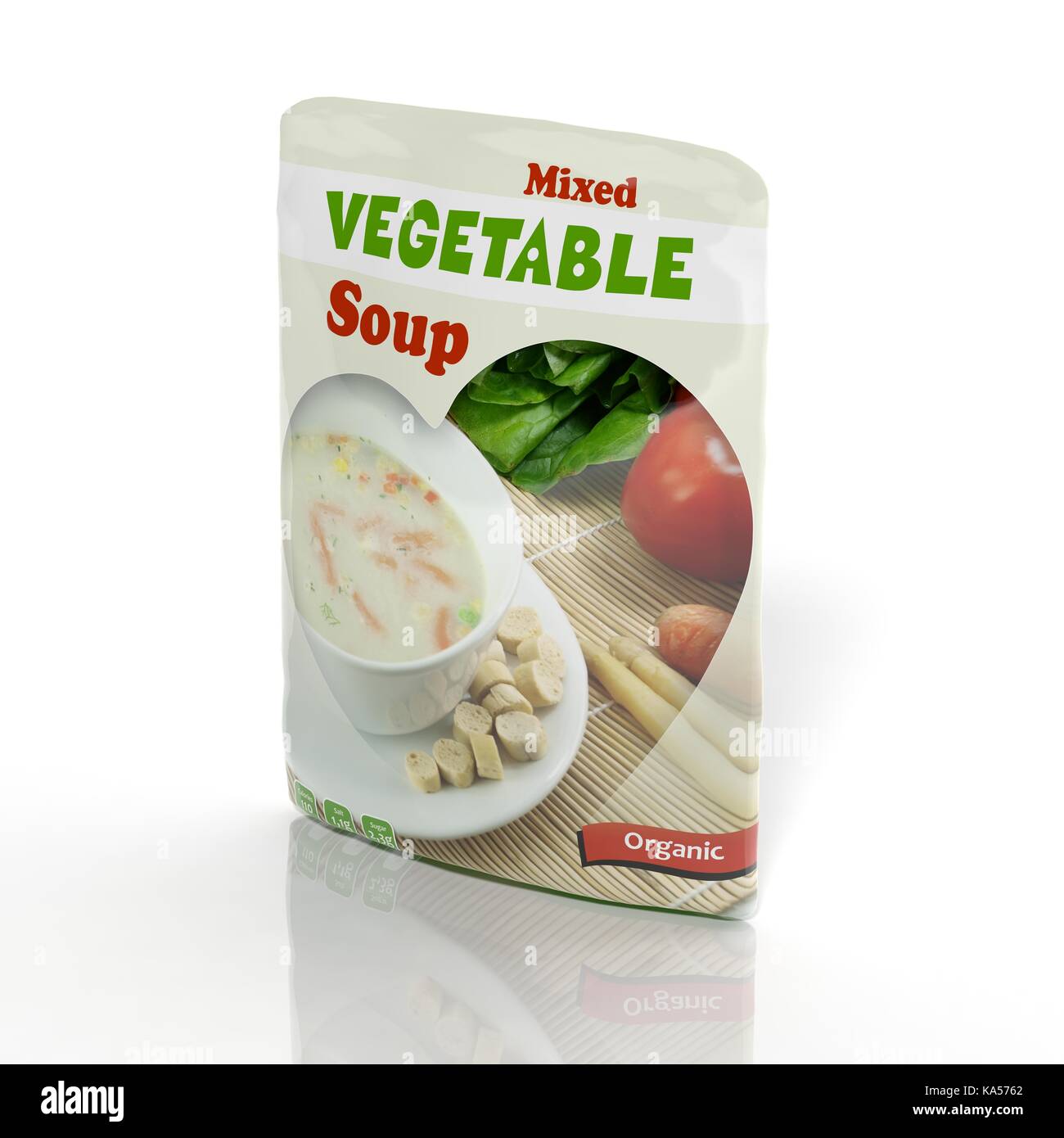 3D Vegetable Soup packet isolated on white Stock Photo - Alamy