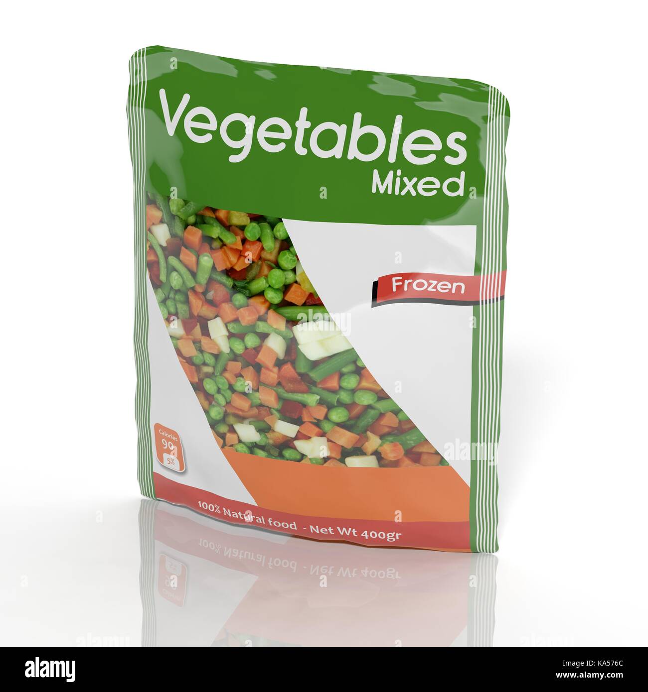 3D Frozen Vegetables packet isolated on white Stock Photo - Alamy
