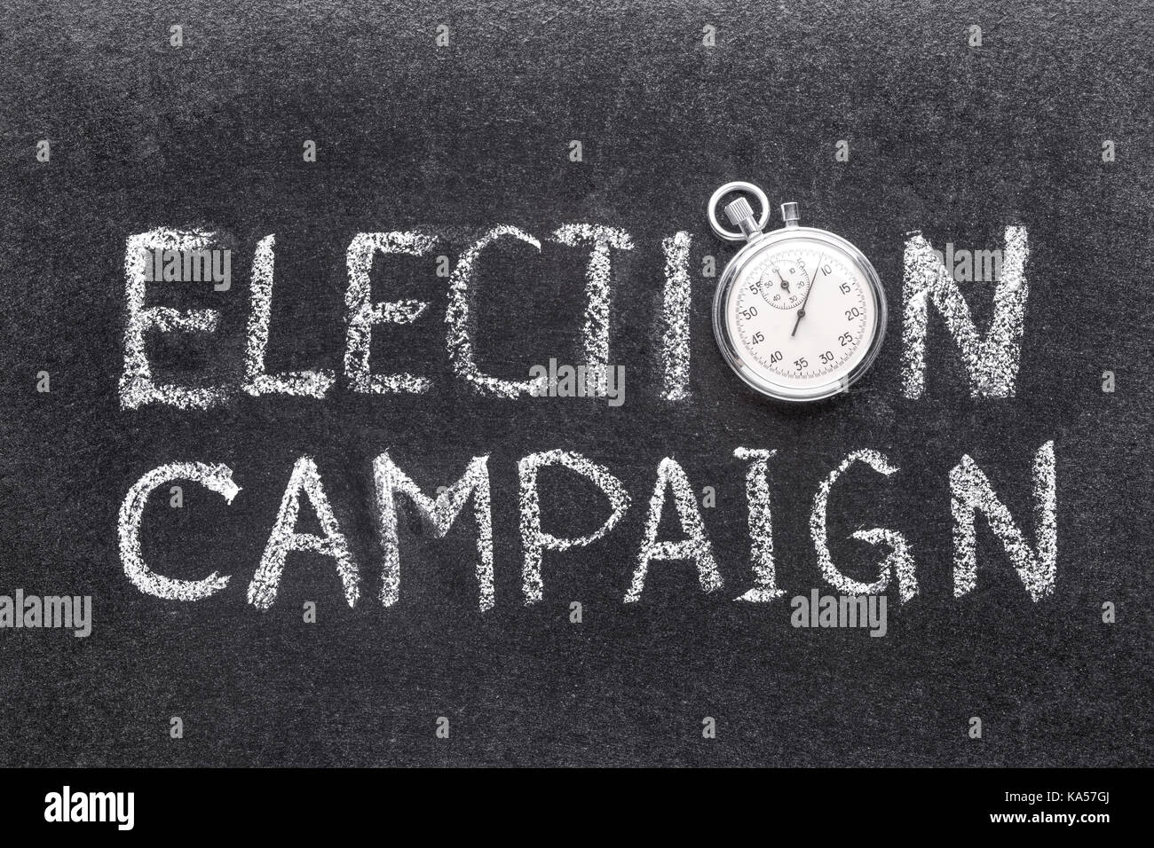election campaign phrase handwritten on chalkboard with vintage precise ...
