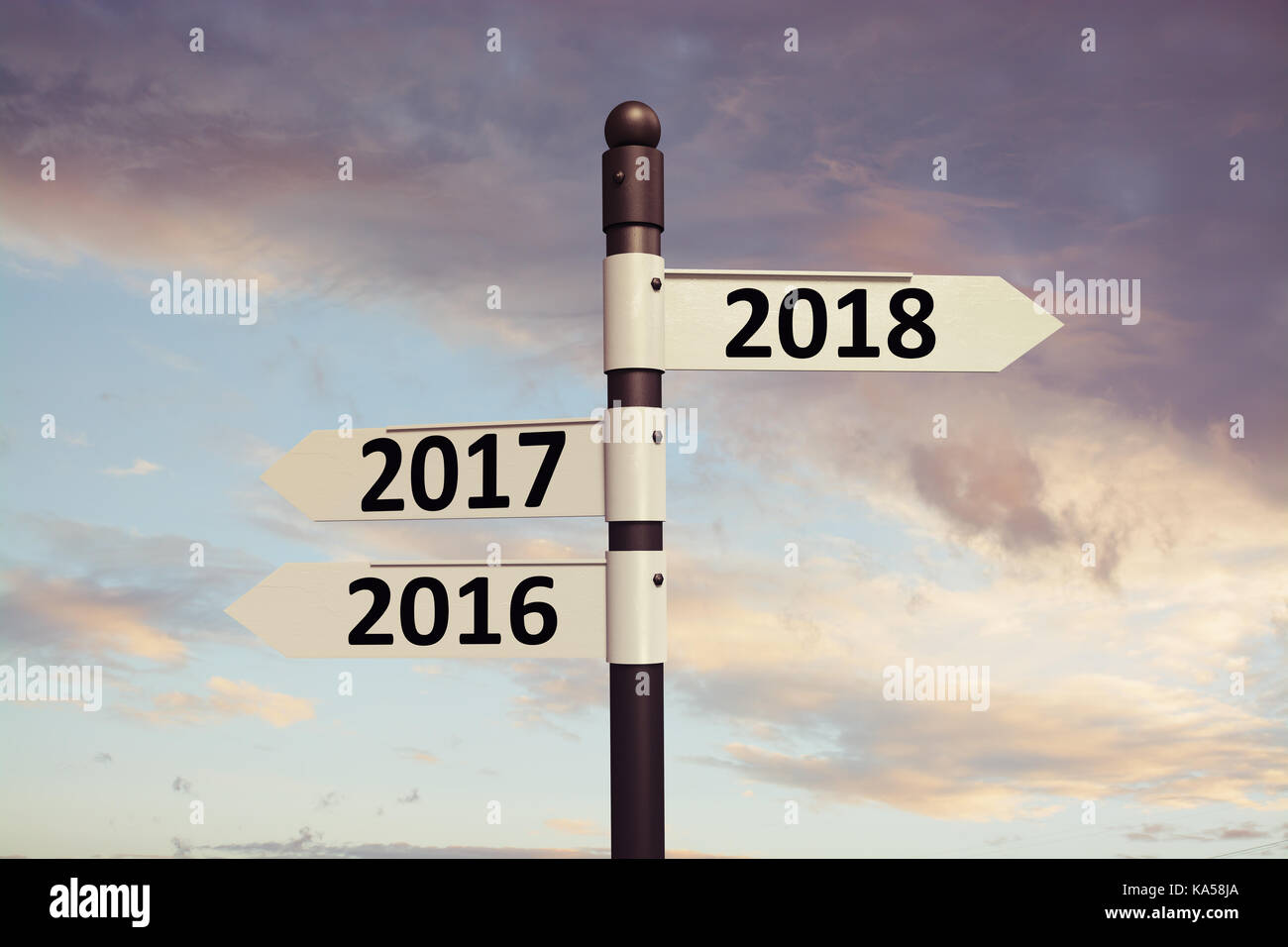 2018 direction sign with sky background.New year concept Stock Photo ...
