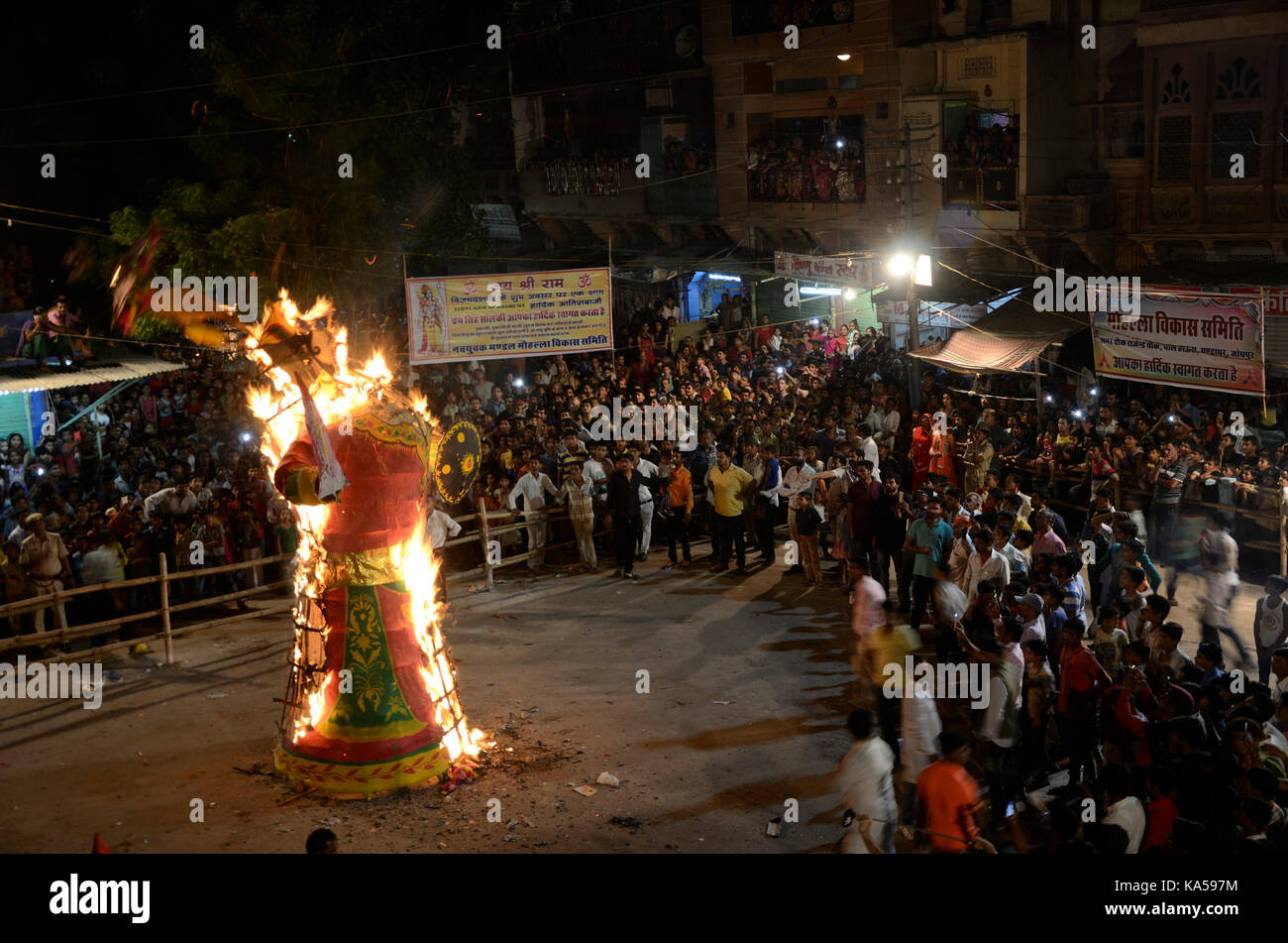 burning ravana effigy Dussehra festival, jodhpur, rajasthan, India ...