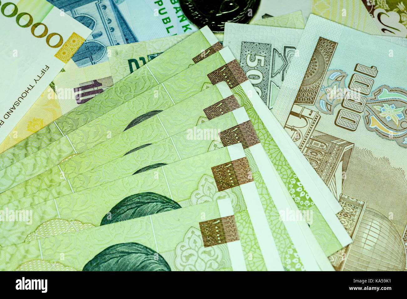 Close-up Iranian banknote and currency, Rials, Islamic Republic of Iran ...