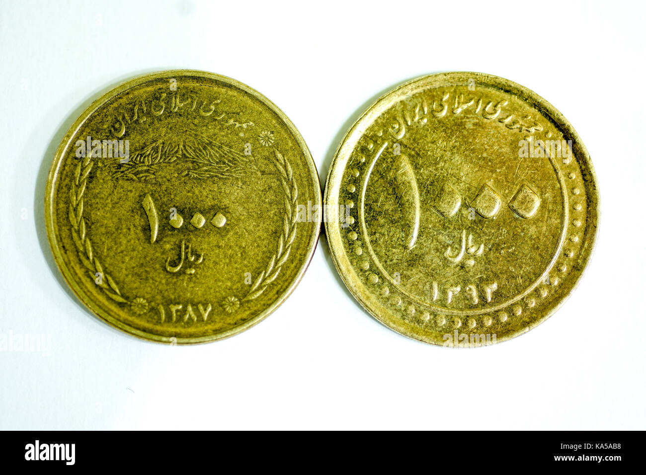 Close-up Iranian banknote and currency, Rials, Islamic Republic of Iran ...