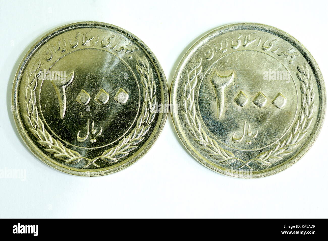 Close-up Iranian banknote and currency, Rials, Islamic Republic of Iran ...