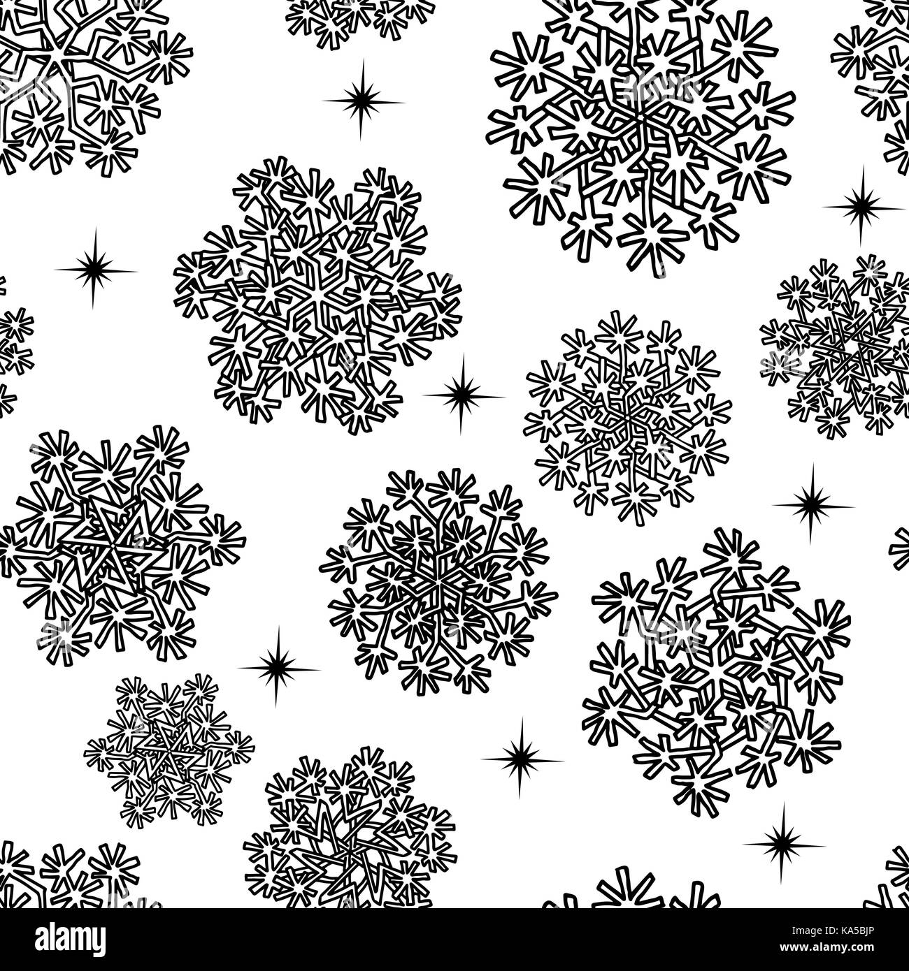 Snowflakes seamless pattern. Holiday background. Black and white vector ...