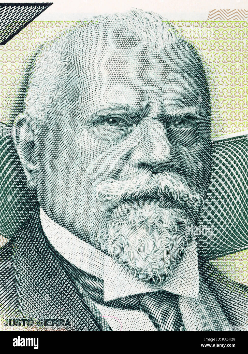 Justo Sierra portrait from old Mexican money Stock Photo - Alamy