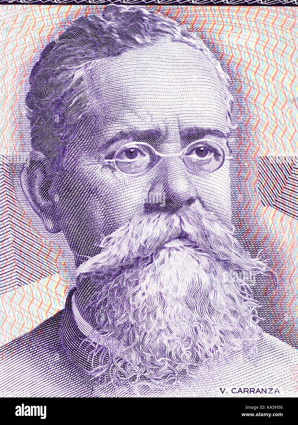 Venustiano Carranza portrait from old Mexican money Stock Photo - Alamy
