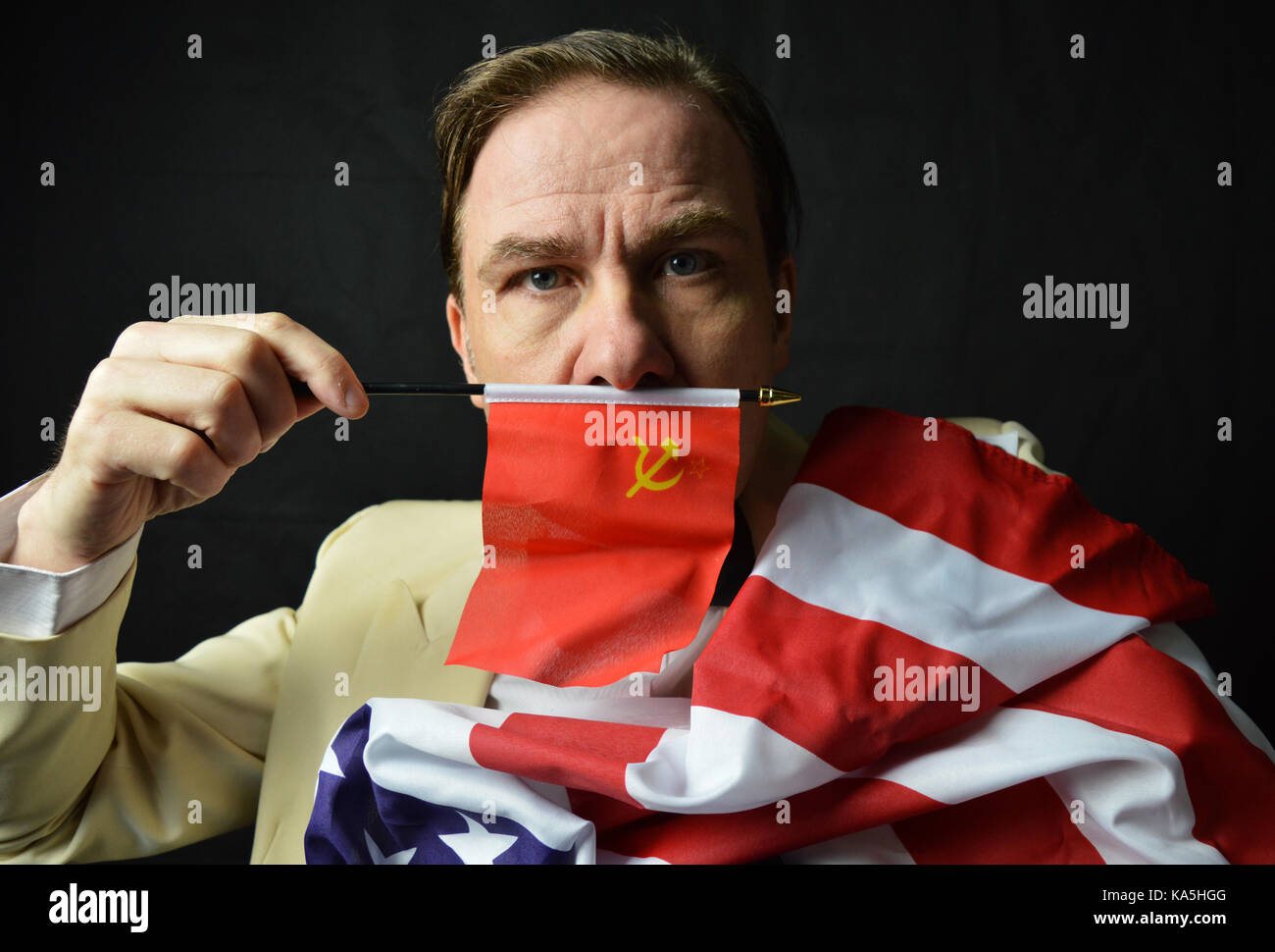 American Politician with flag Stock Photo - Alamy
