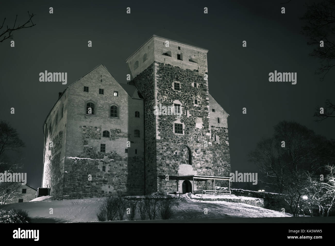Night view of Turku Castle, it is a medieval building in the city of ...