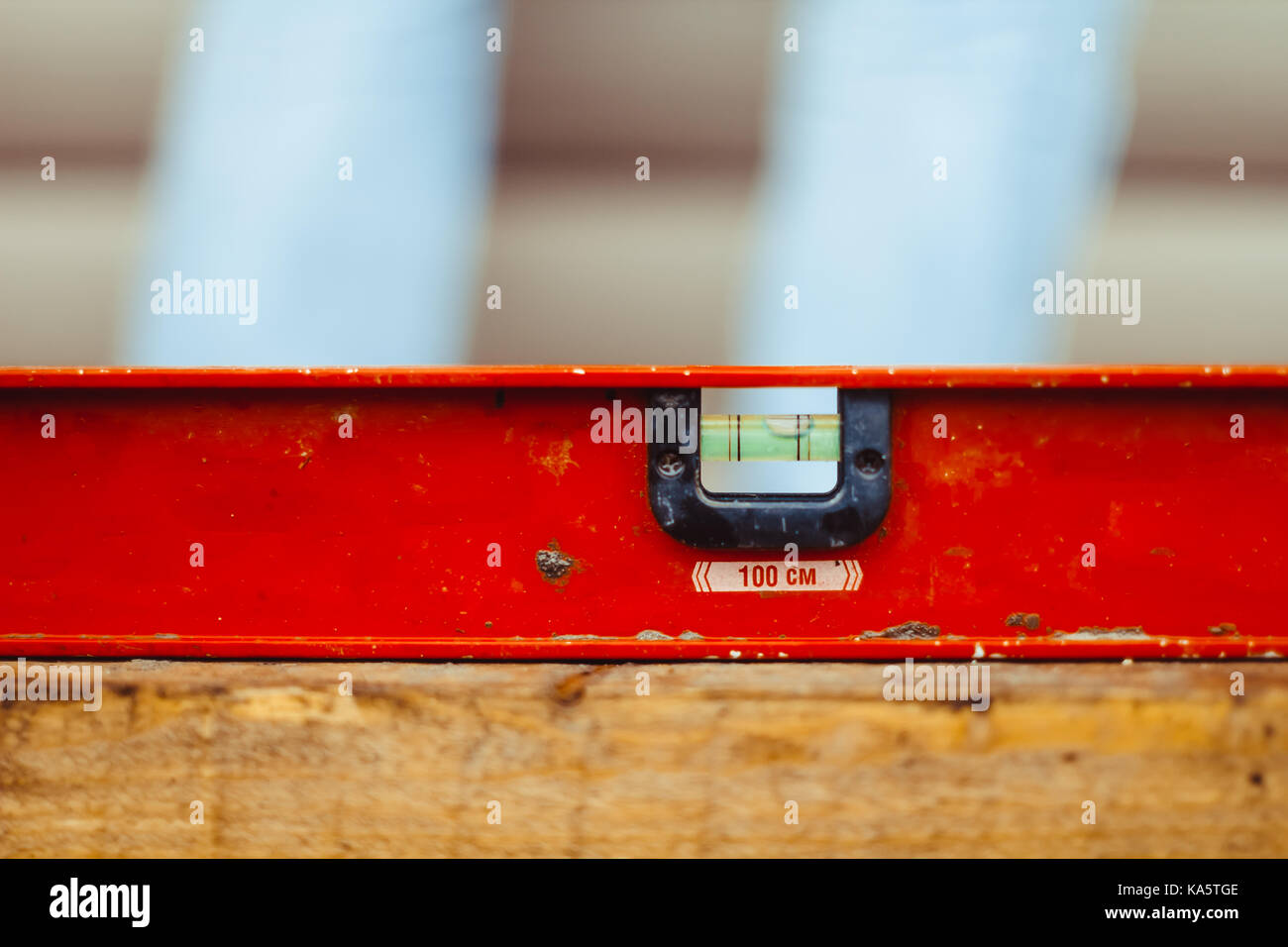 Green bubble level, isolated on white background with clipping path at ...