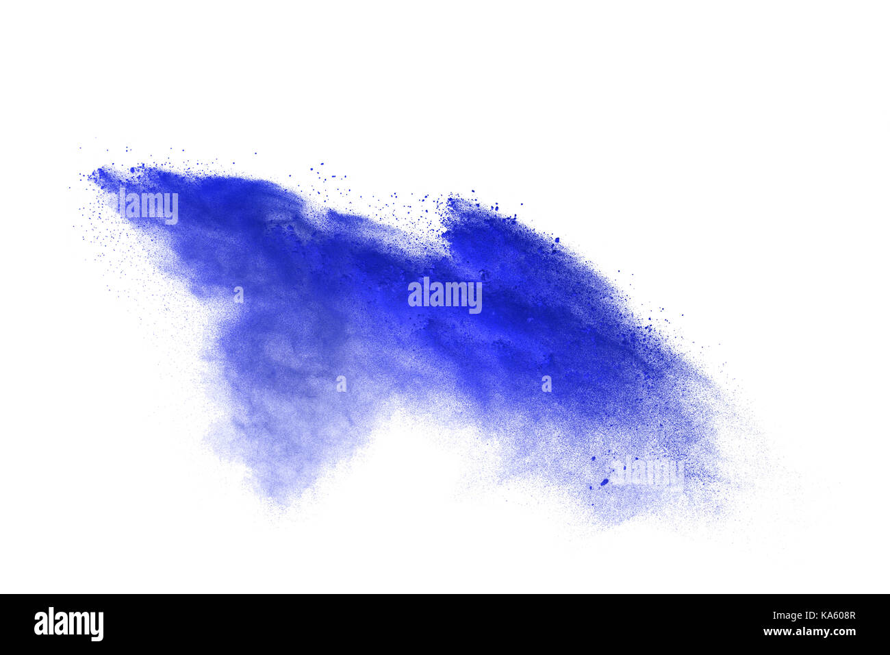 Powder explosion. Closeup of blue dust particle explosion isolated on ...