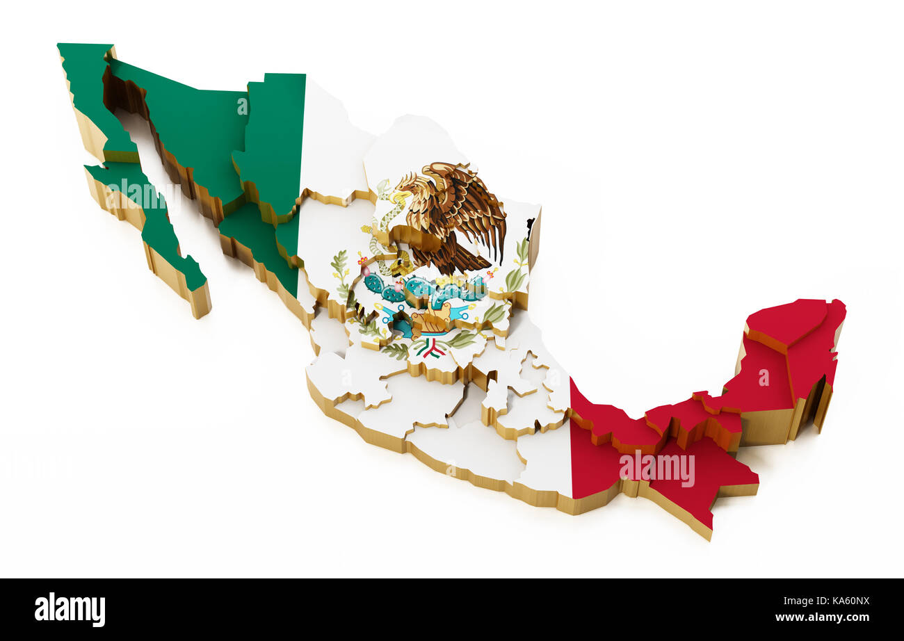 3d map illustration mexico flag hi-res stock photography and images - Alamy