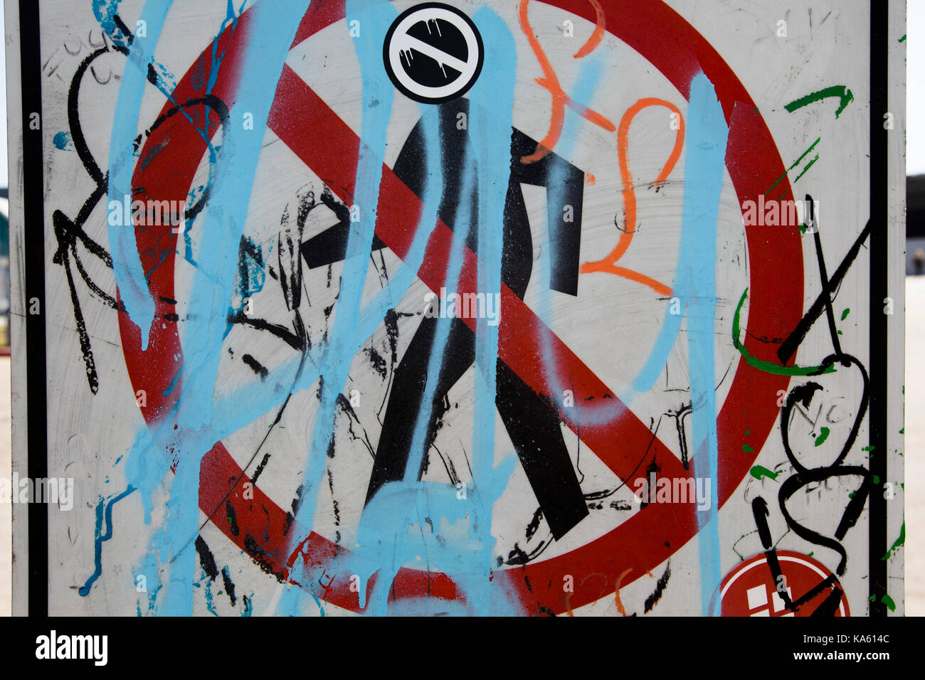 graffit covered street signs, Venice Beach, Los Angeles, California ...