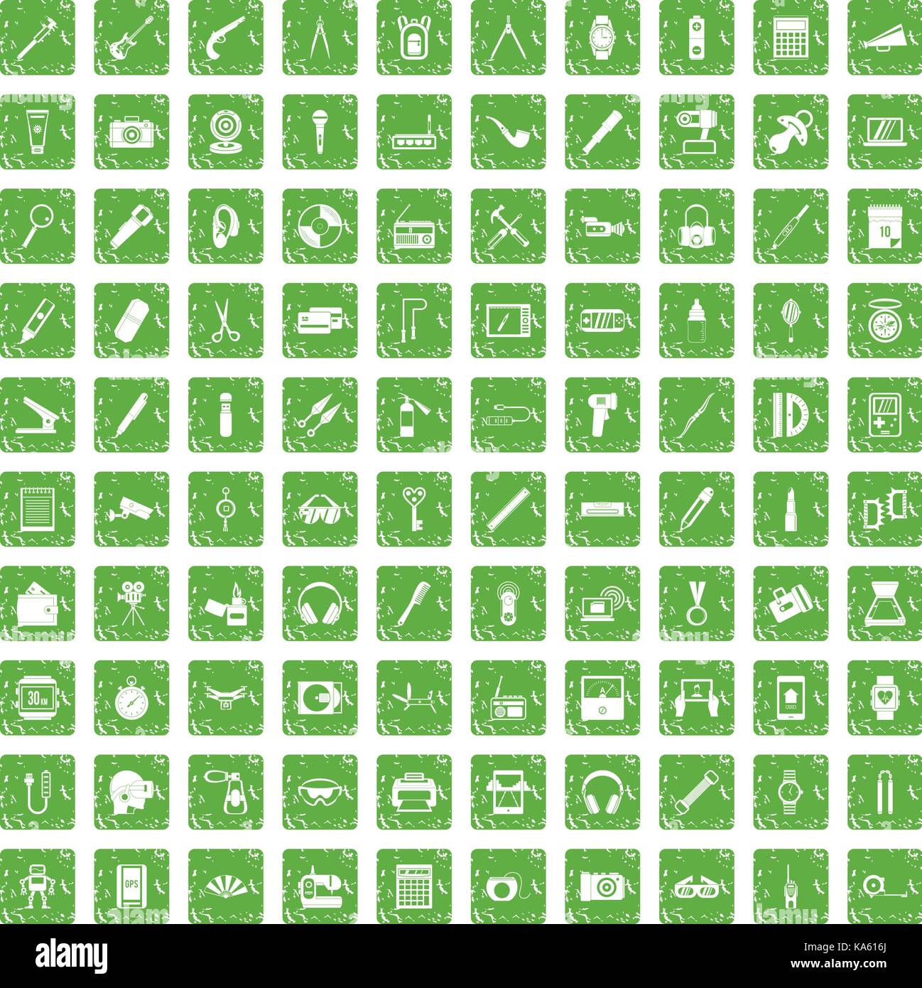 100 portable icons set grunge green Stock Vector Image & Art - Alamy