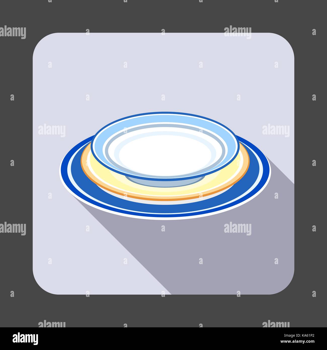 Plate set concept background, cartoon style Stock Vector Image & Art ...