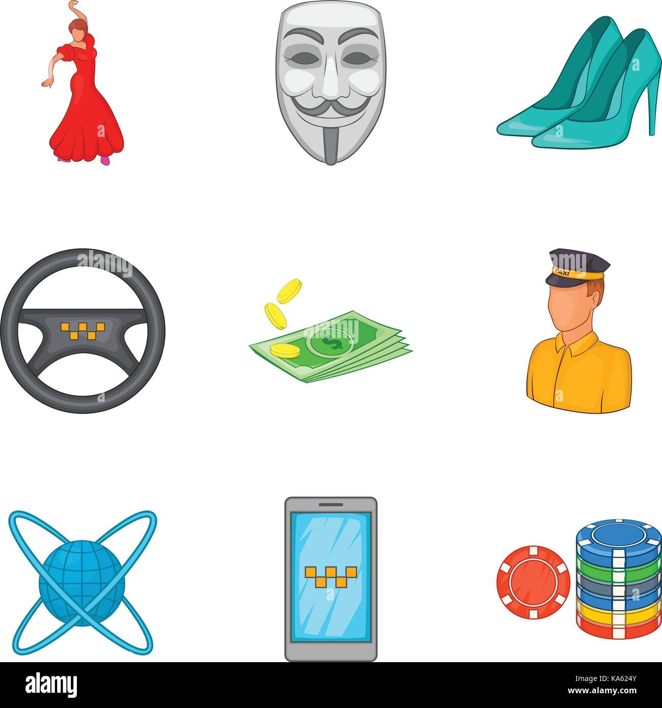 Winning the lottery icons set, cartoon style Stock Vector Image & Art ...