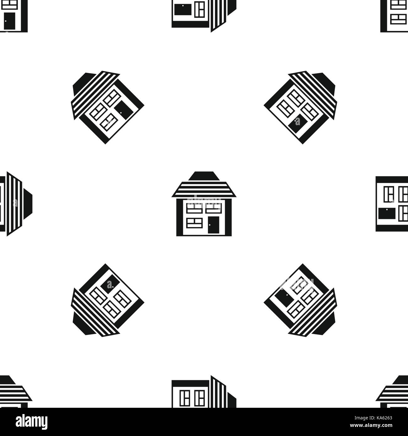 Two-storey house with sloping roof pattern seamless black Stock Vector ...