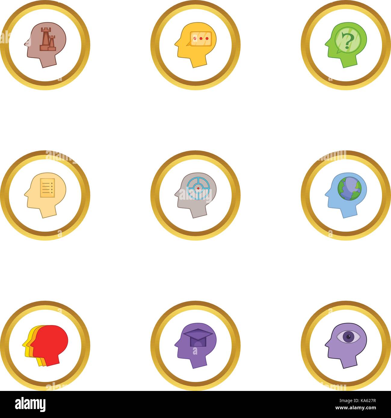 Head with thoughts icons set, cartoon style Stock Vector Image & Art ...