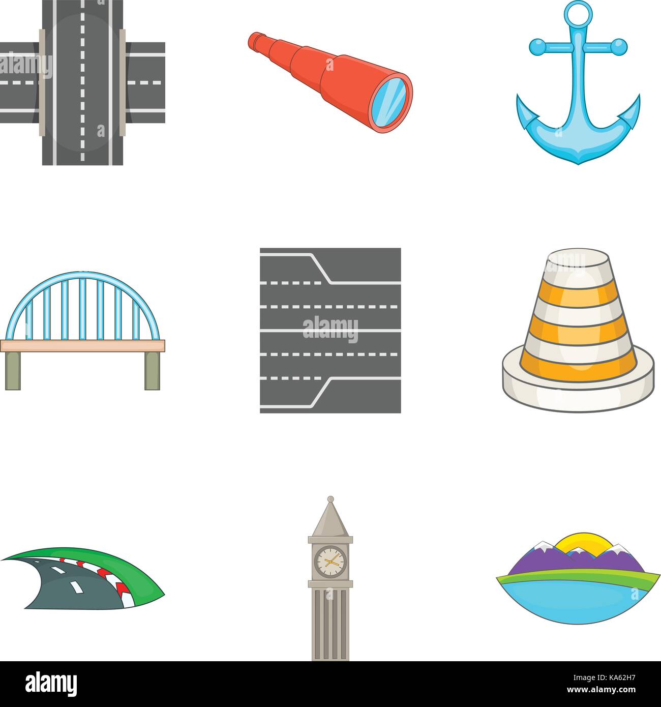 Road to port icons set, cartoon style Stock Vector Image & Art - Alamy