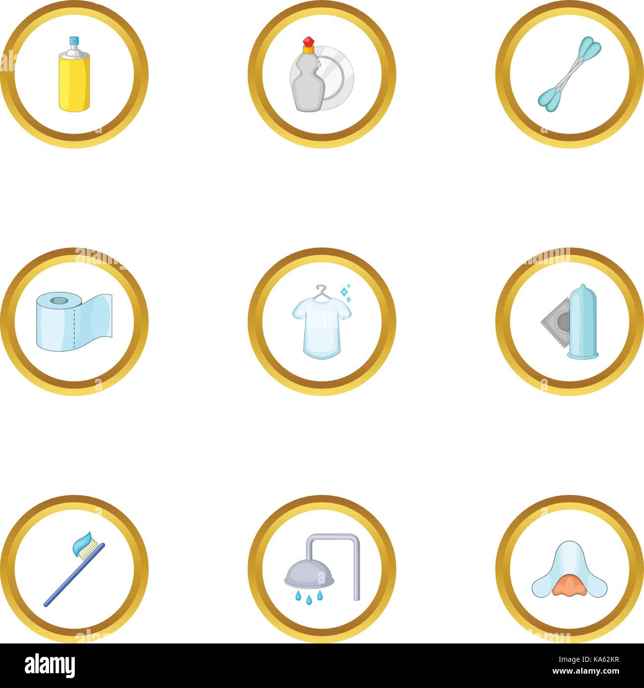 House personal hygiene icons set, cartoon style Stock Vector Image ...
