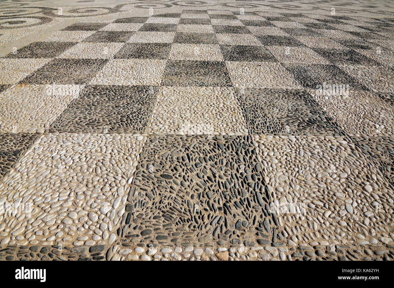 Pattern on the floor with stone floor tile in Plaza de Espana in ...