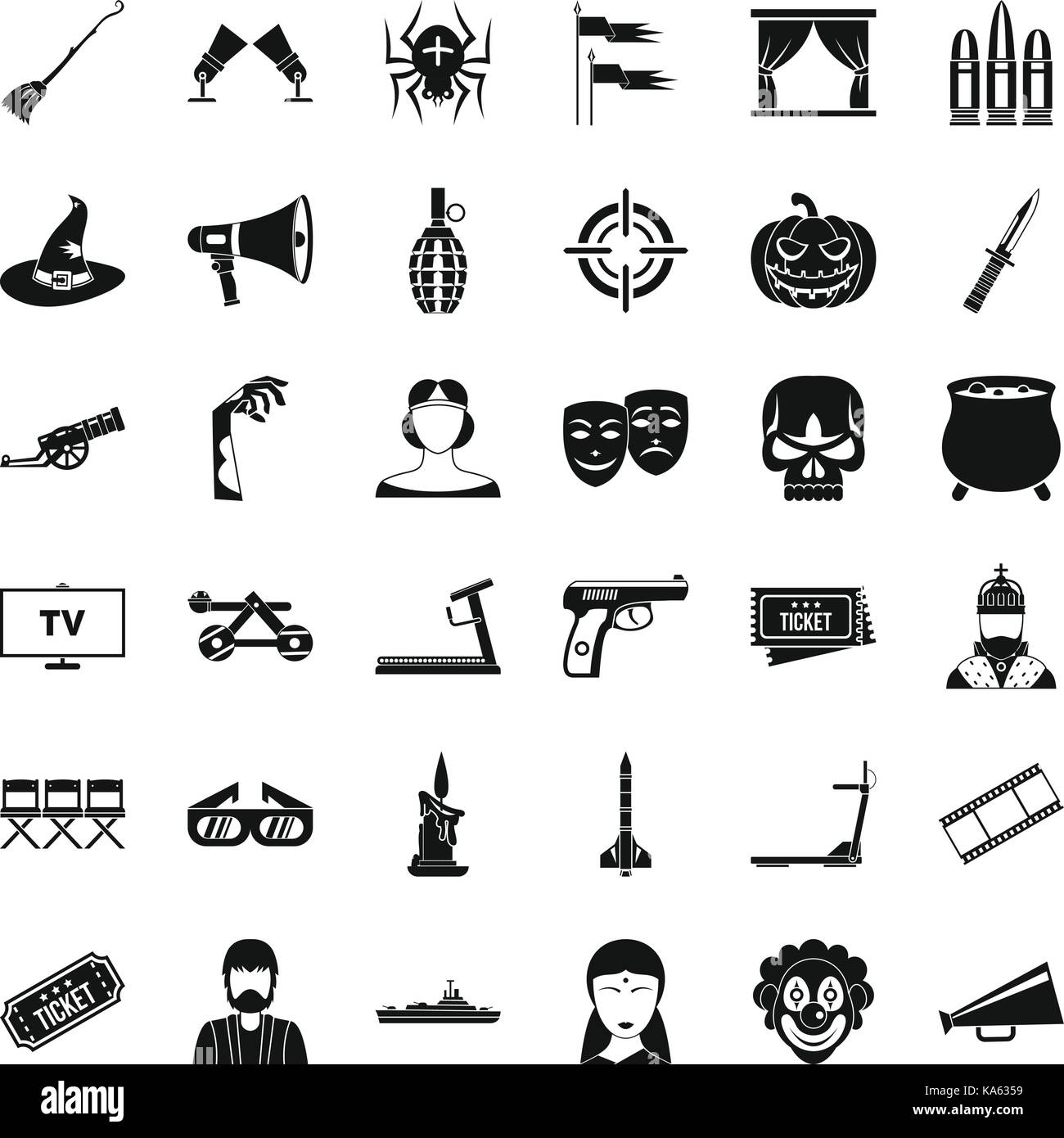 Film screen icons set, simle style Stock Vector Image & Art - Alamy