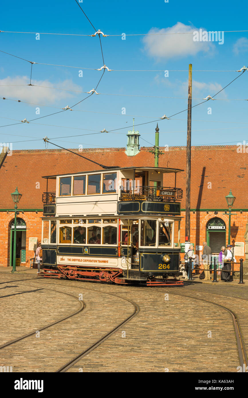 Trams at Beamish Museum Stock Photo - Alamy