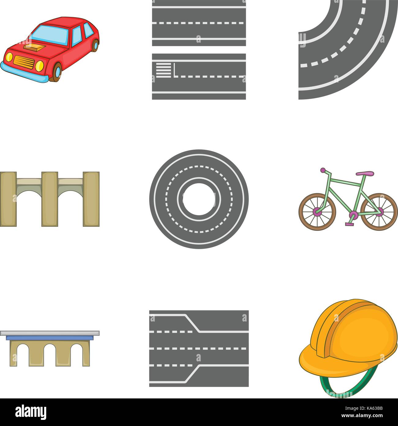 Road junction icons set, cartoon style Stock Vector Image & Art - Alamy