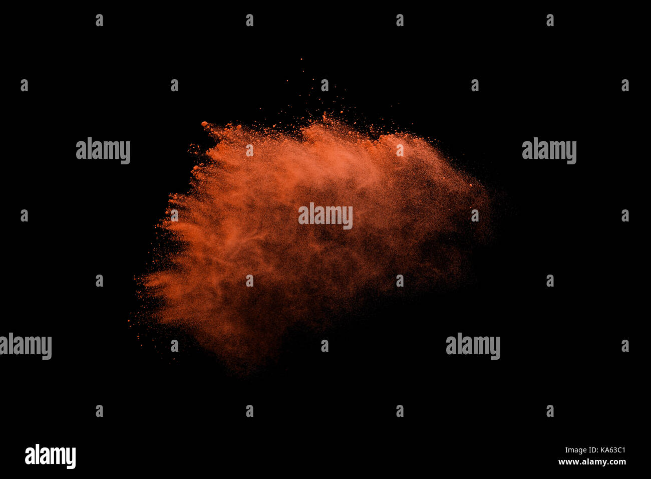 Powder explosion. Closeup of dust explosion isolated on background ...