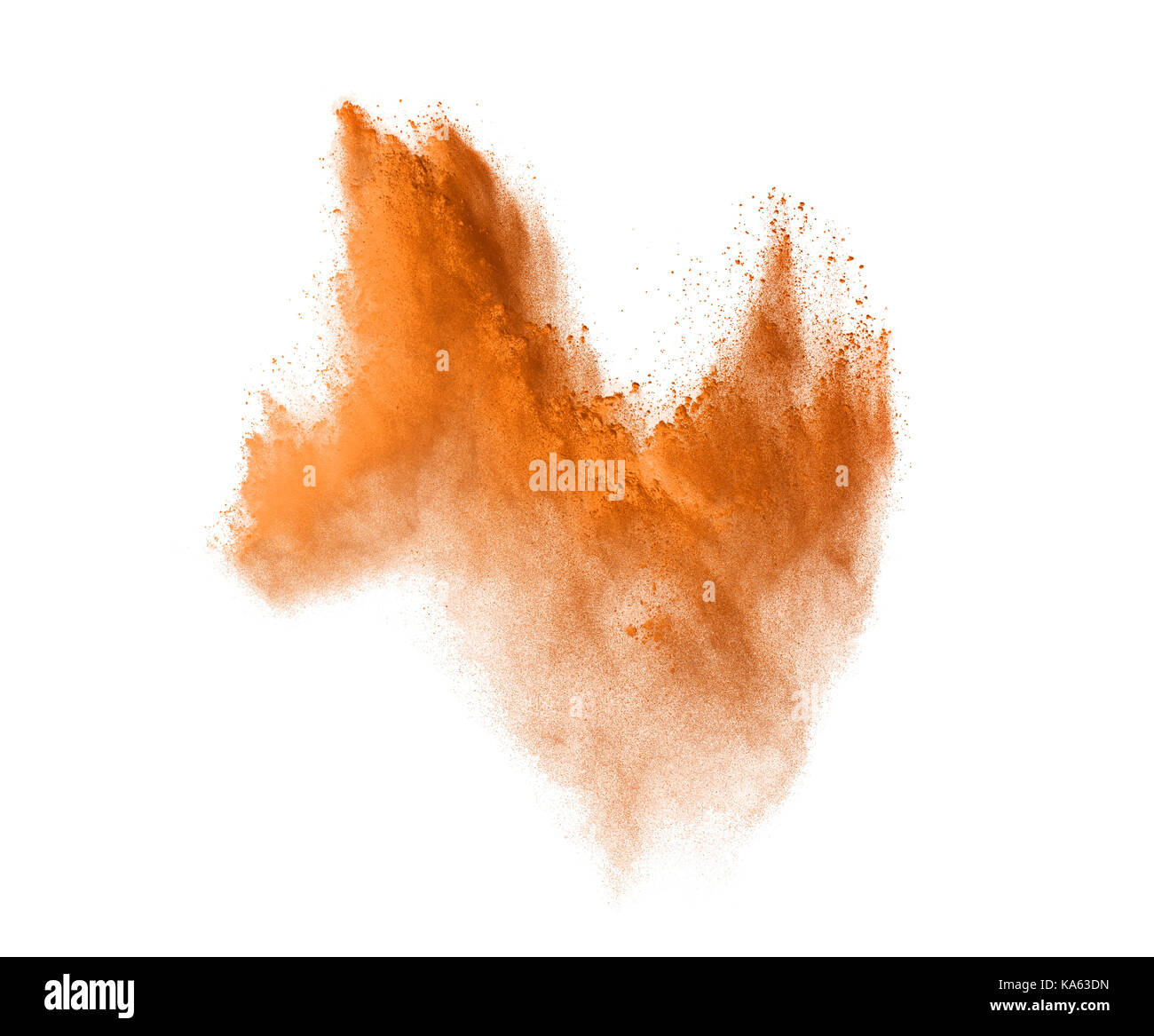 Powder explosion. Closeup of dust explosion isolated on background ...