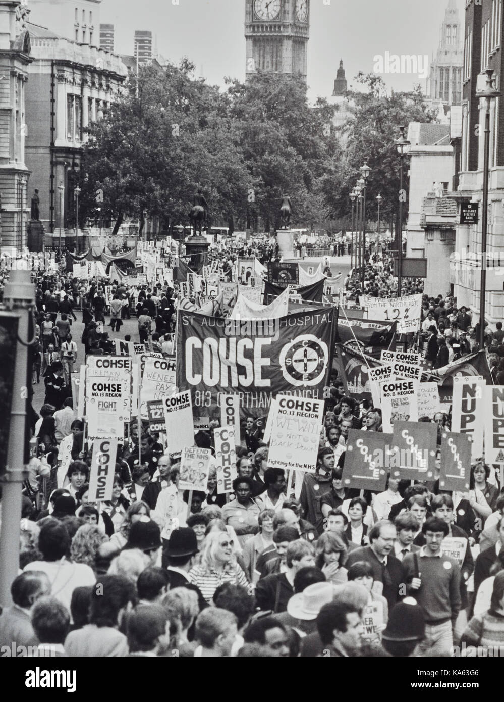 COHSE demonstration in Whitehall 1986 Stock Photo - Alamy