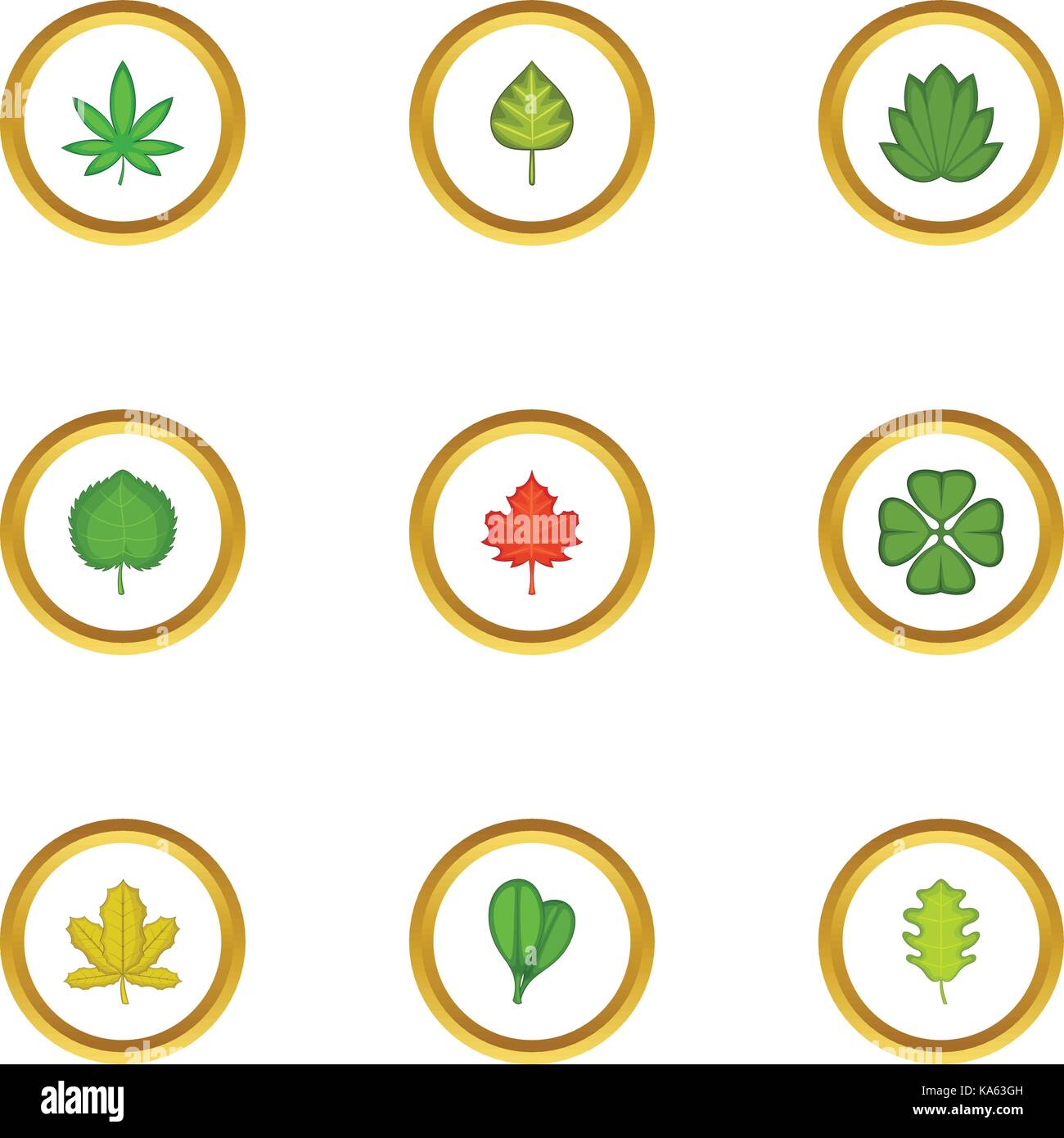 Tree leaves icons set, cartoon style Stock Vector Image & Art - Alamy