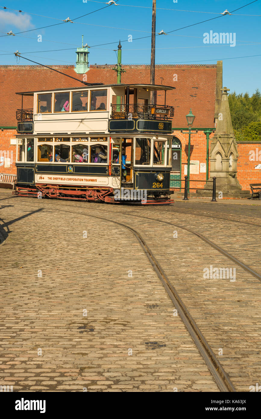 Trams at Beamish Museum Stock Photo - Alamy