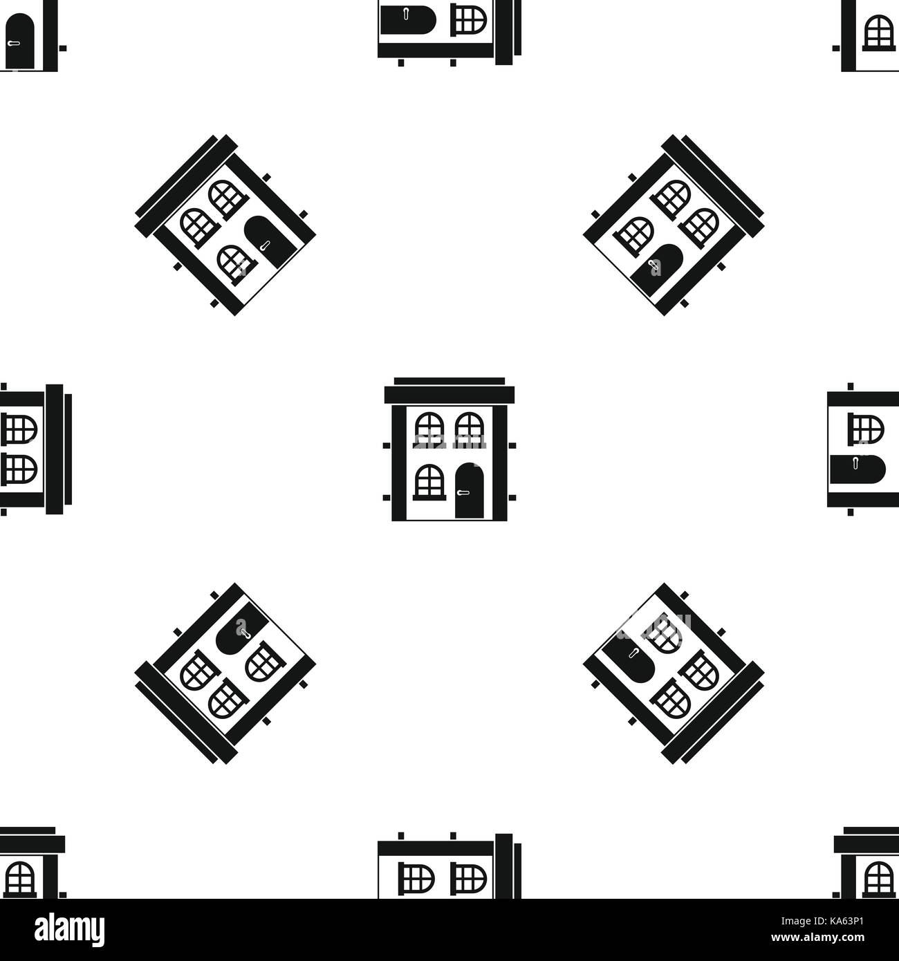 Two-storey residential house pattern seamless black Stock Vector Image ...