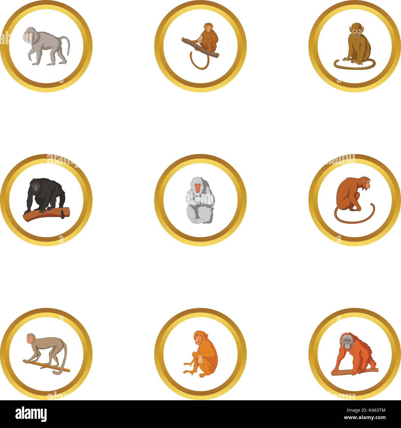 Primate icons set, cartoon style Stock Vector Image & Art - Alamy