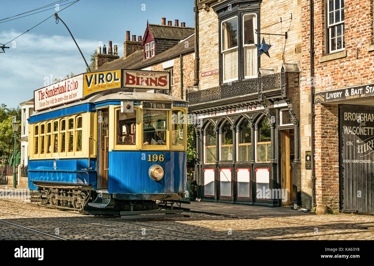 Trams at Beamish Museum Stock Photo - Alamy
