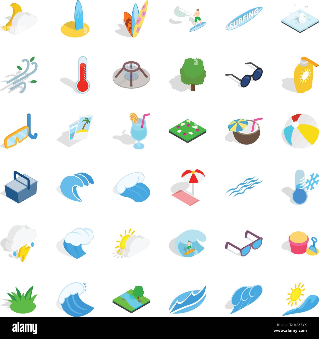 Aqua icons set, isometric style Stock Vector Image & Art - Alamy