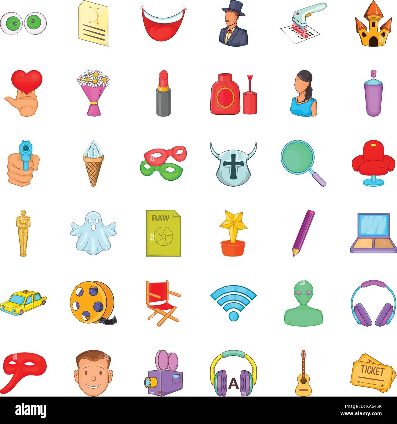 Popcorn icons set, cartoon style Stock Vector Image & Art - Alamy