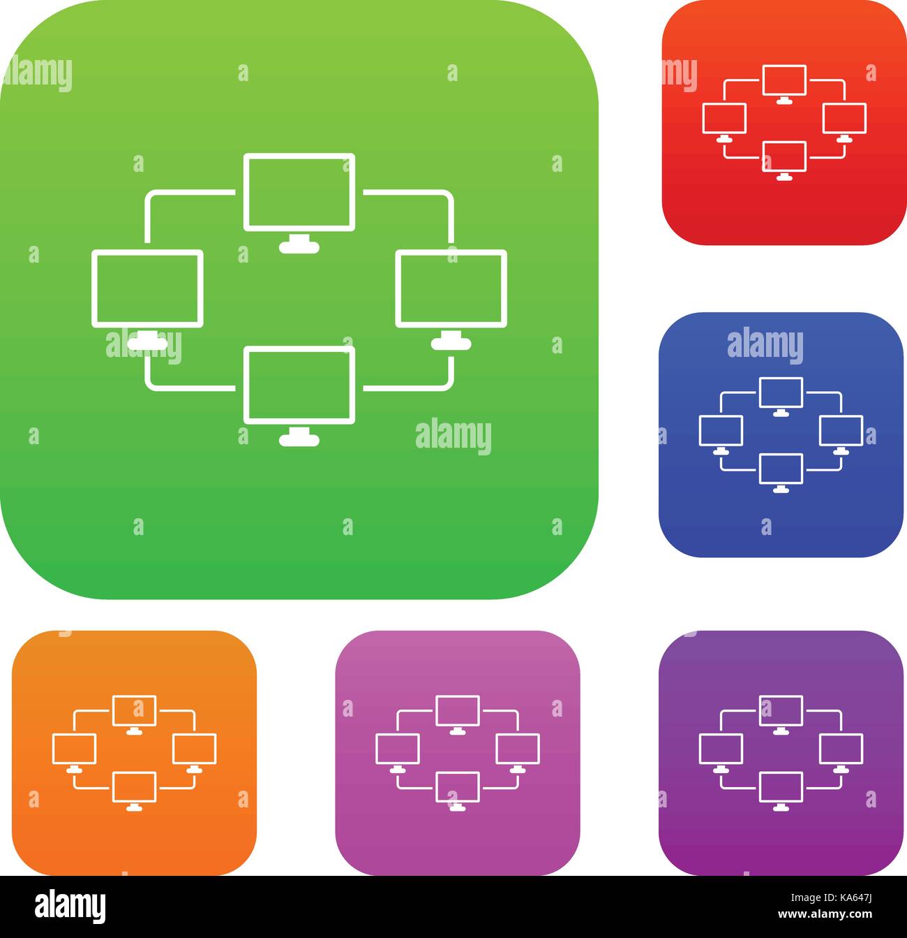 Computer transmission information set color collection Stock Vector ...