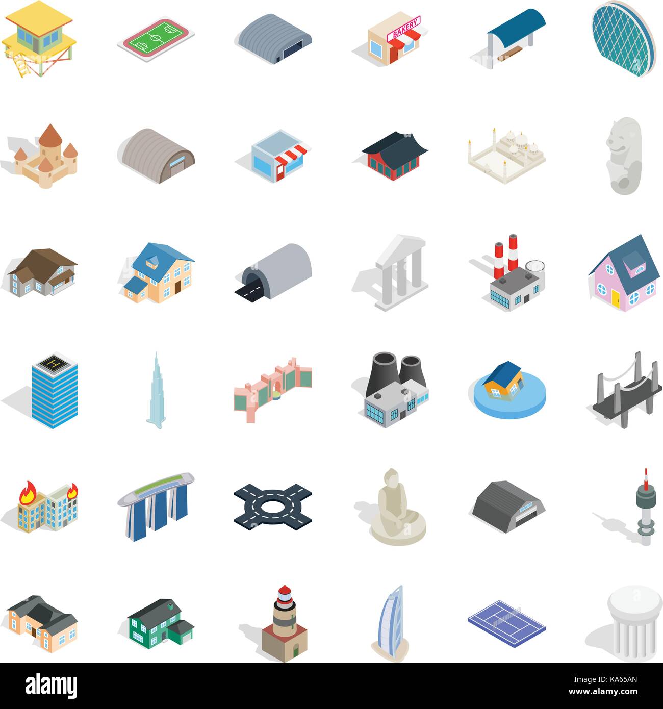 Building icons set, isometric style Stock Vector Image & Art - Alamy