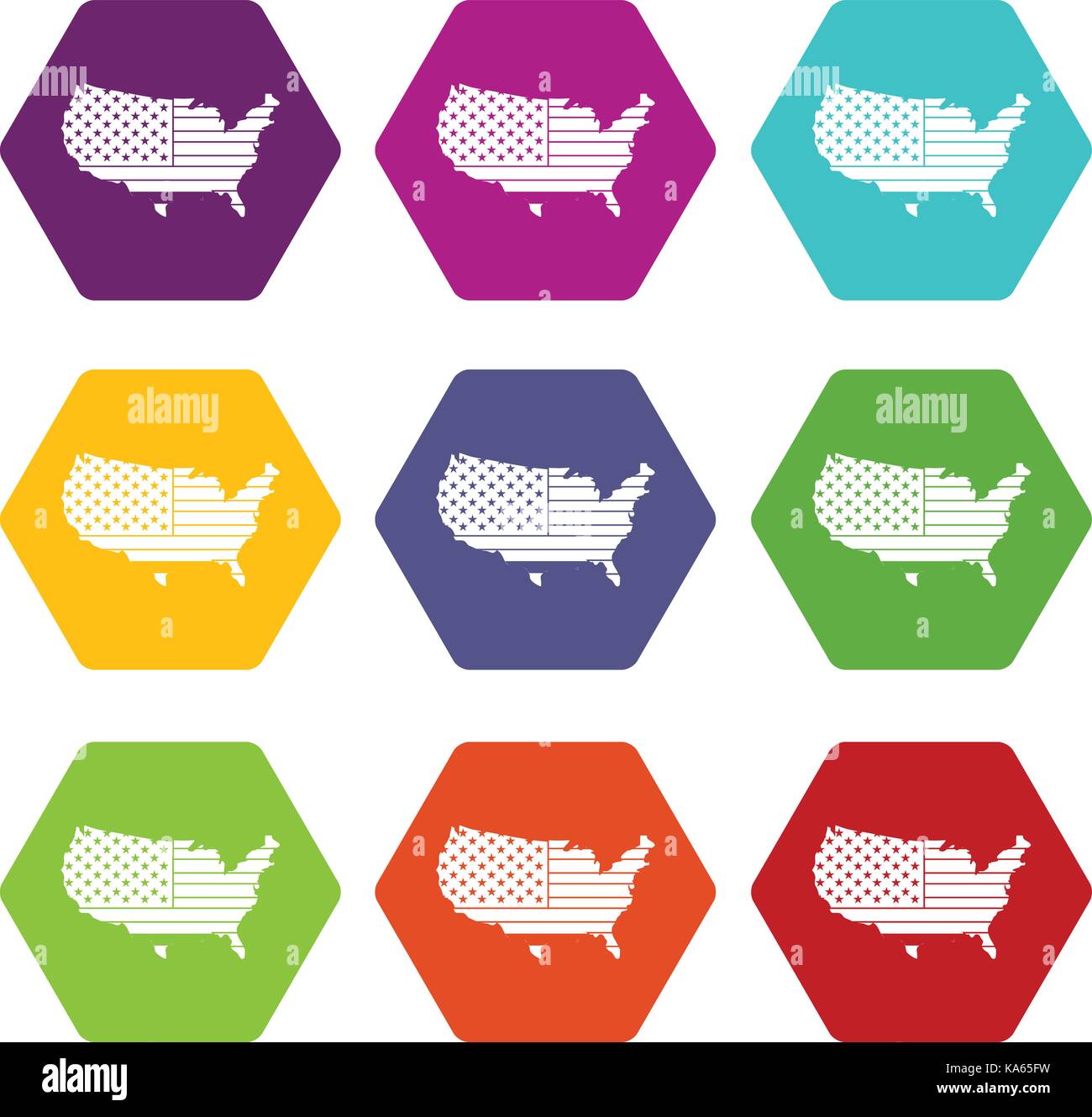 American map icon set color hexahedron Stock Vector Image & Art - Alamy